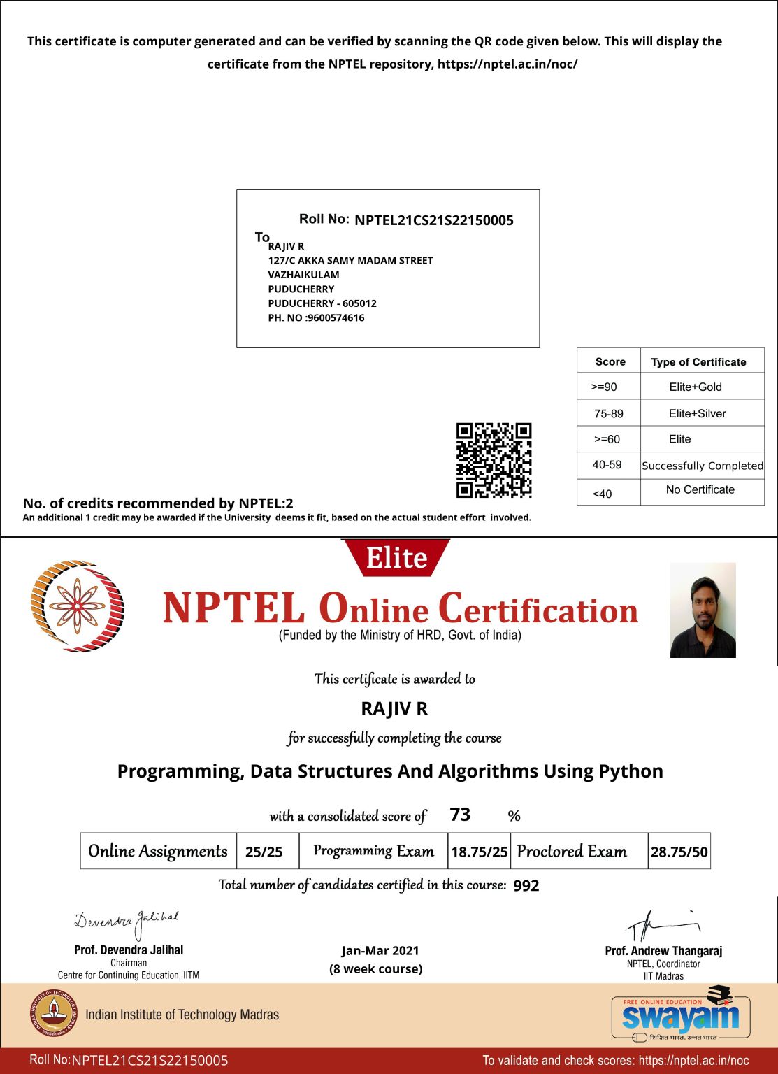 RAJIV .R on LinkedIn: #python3 #nptel #swayam #iitmadras #pythonprogramming RAJIV .R on LinkedIn: #python3 #nptel #swayam #iitmadras #pythonprogramming