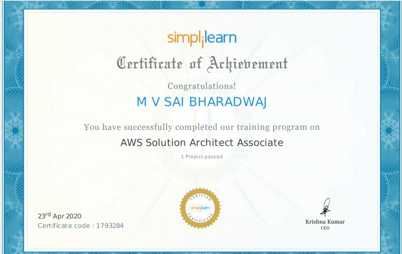 Sai Bharadwaj M V on LinkedIn: #aws #architect Sai Bharadwaj M V on LinkedIn: #aws #architect
