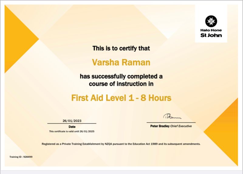 Varsha R. on LinkedIn: Qualified First Aider!!! Varsha R. on LinkedIn: Qualified First Aider!!!