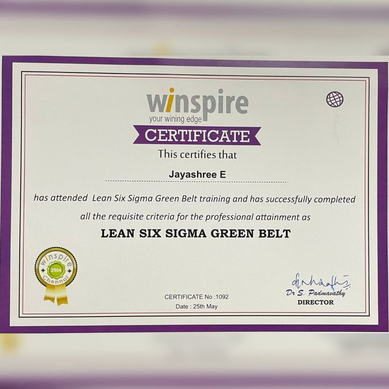 Jayashree E on LinkedIn: #leansixsigma Jayashree E on LinkedIn: #leansixsigma