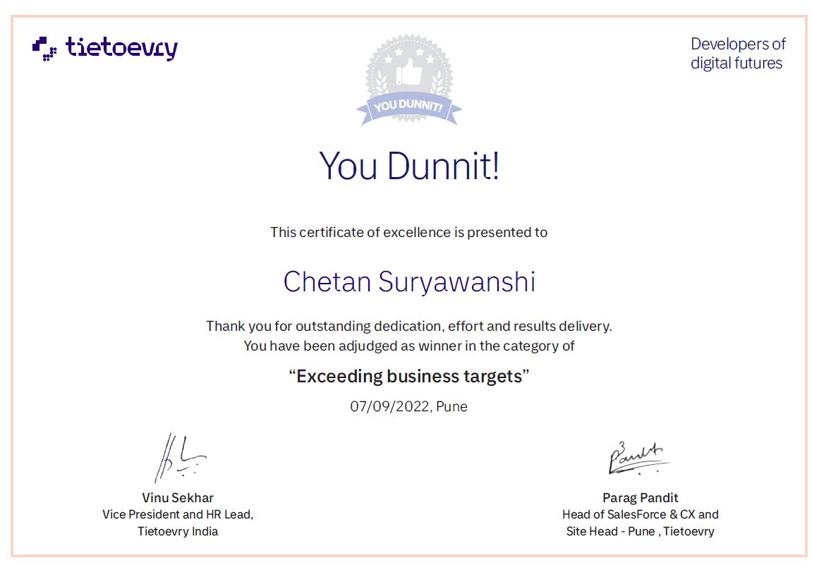 Chetan Suryawanshi on LinkedIn: #tietoevry #youdunnit Chetan Suryawanshi on LinkedIn: #tietoevry #youdunnit