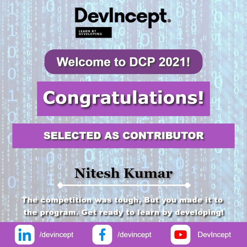 Nitesh Kumar on LinkedIn: #devincept #opensource #flutter #coding # ... Nitesh Kumar on LinkedIn: #devincept #opensource #flutter #coding # ...