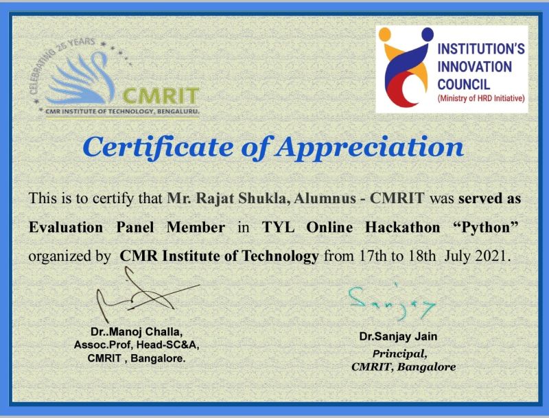 Rajat Shukla on LinkedIn: #python #technology #hackathon #cmrit #innovation Rajat Shukla on LinkedIn: #python #technology #hackathon #cmrit #innovation