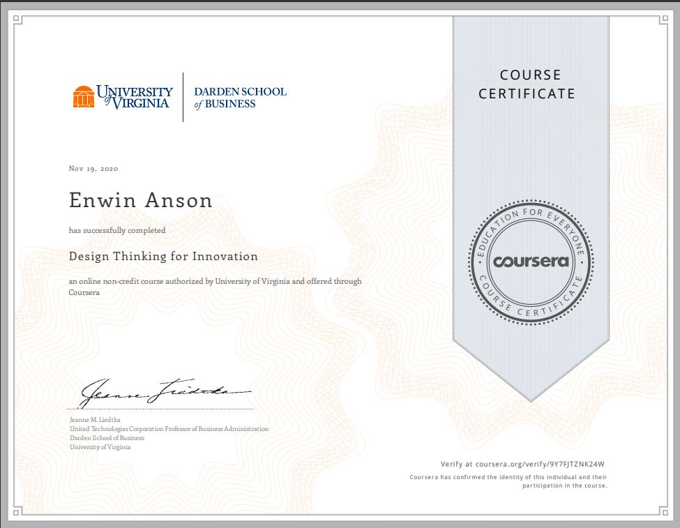 Enwin Anson on LinkedIn: Certificate of completion of the course Design ... Enwin Anson on LinkedIn: Certificate of completion of the course Design ...
