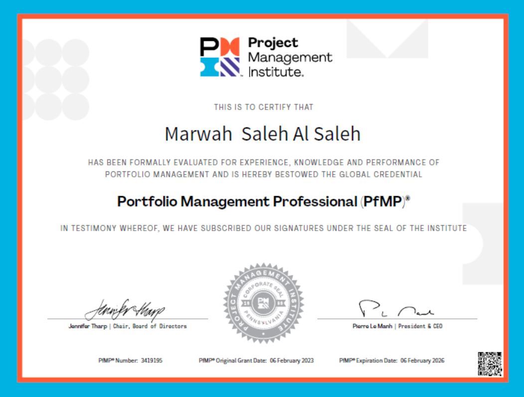 Marwah Al Saleh on LinkedIn: #pfmp #pfmp #pmi #portfoliomanagement | 50 ... Marwah Al Saleh on LinkedIn: #pfmp #pfmp #pmi #portfoliomanagement | 50 ...