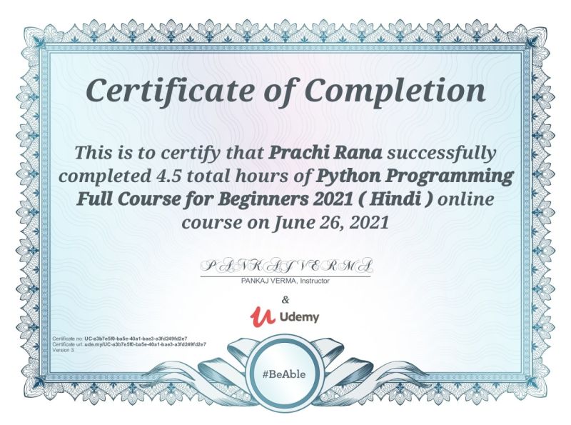 Prachi Rana on LinkedIn: #udemycourse #udemy #pythonprogramming Prachi Rana on LinkedIn: #udemycourse #udemy #pythonprogramming