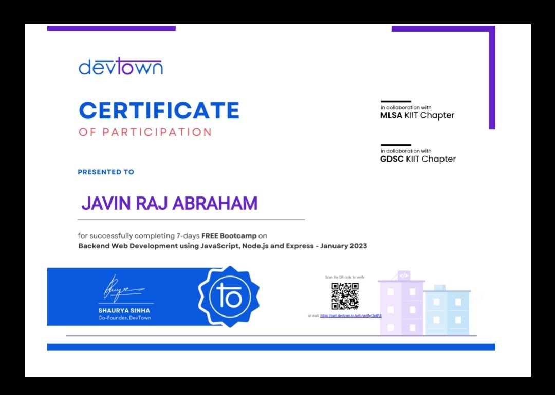 Javin Raj on LinkedIn: #devtown #javascript #backendwebdevelopment # ... Javin Raj on LinkedIn: #devtown #javascript #backendwebdevelopment # ...