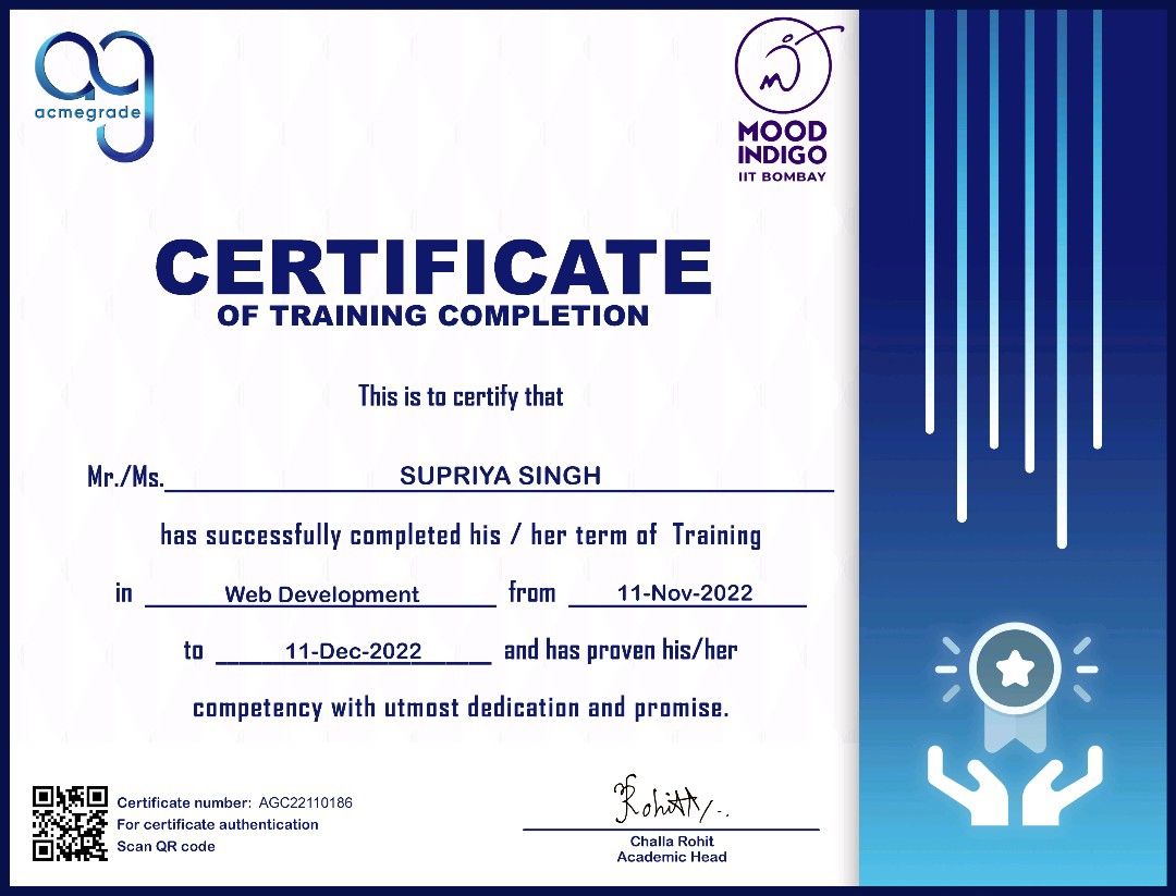 Supriya Singh on LinkedIn: #training #webdevelopment #experience #work ... Supriya Singh on LinkedIn: #training #webdevelopment #experience #work ...