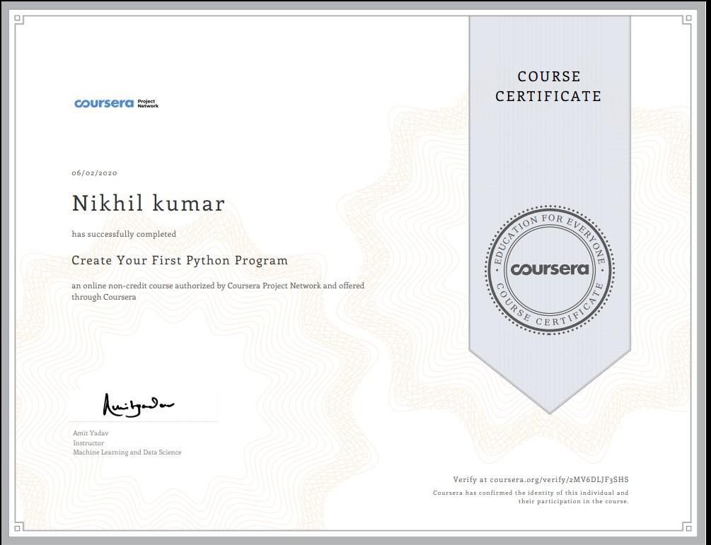 Nikhil kumar on LinkedIn: #python #coursera Nikhil kumar on LinkedIn: #python #coursera