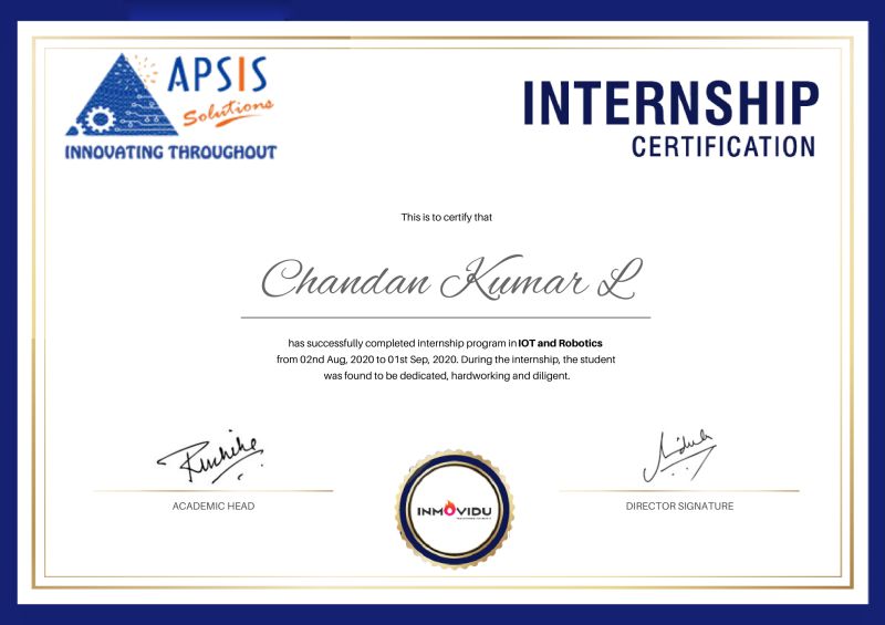Chandan Kumar L on LinkedIn: #internship #robotics #iot # ... Chandan Kumar L on LinkedIn: #internship #robotics #iot # ...