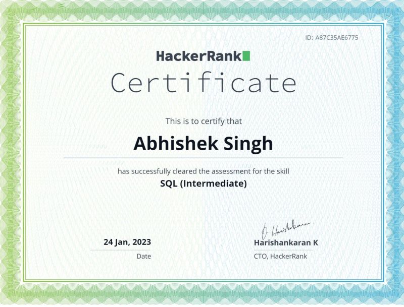 Abhishek Singh on LinkedIn: #hackerrank Abhishek Singh on LinkedIn: #hackerrank