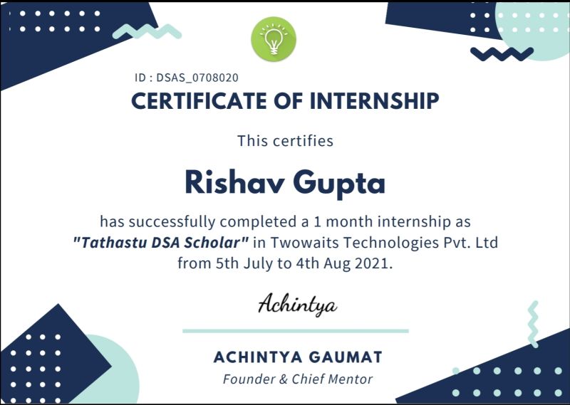 Rishav Gupta on LinkedIn: #internship #dsa Rishav Gupta on LinkedIn: #internship #dsa