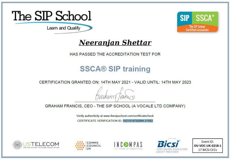 Neeranjan Shettar on LinkedIn: #ssca #sip #unifiedcommunications # ... Neeranjan Shettar on LinkedIn: #ssca #sip #unifiedcommunications # ...