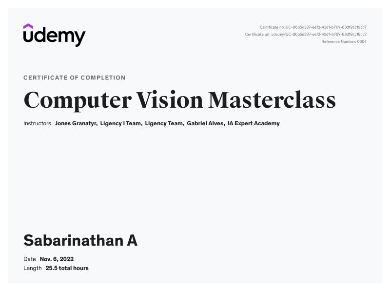 Sabari Nathan on LinkedIn: #udemy #python #computervision Sabari Nathan on LinkedIn: #udemy #python #computervision