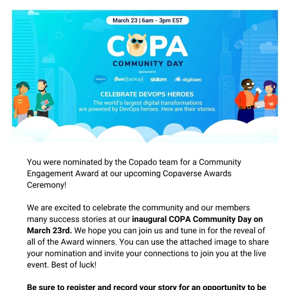 Swati Agrawal on LinkedIn: Another surprise by Copado.. Morning became ... Swati Agrawal on LinkedIn: Another surprise by Copado.. Morning became ...