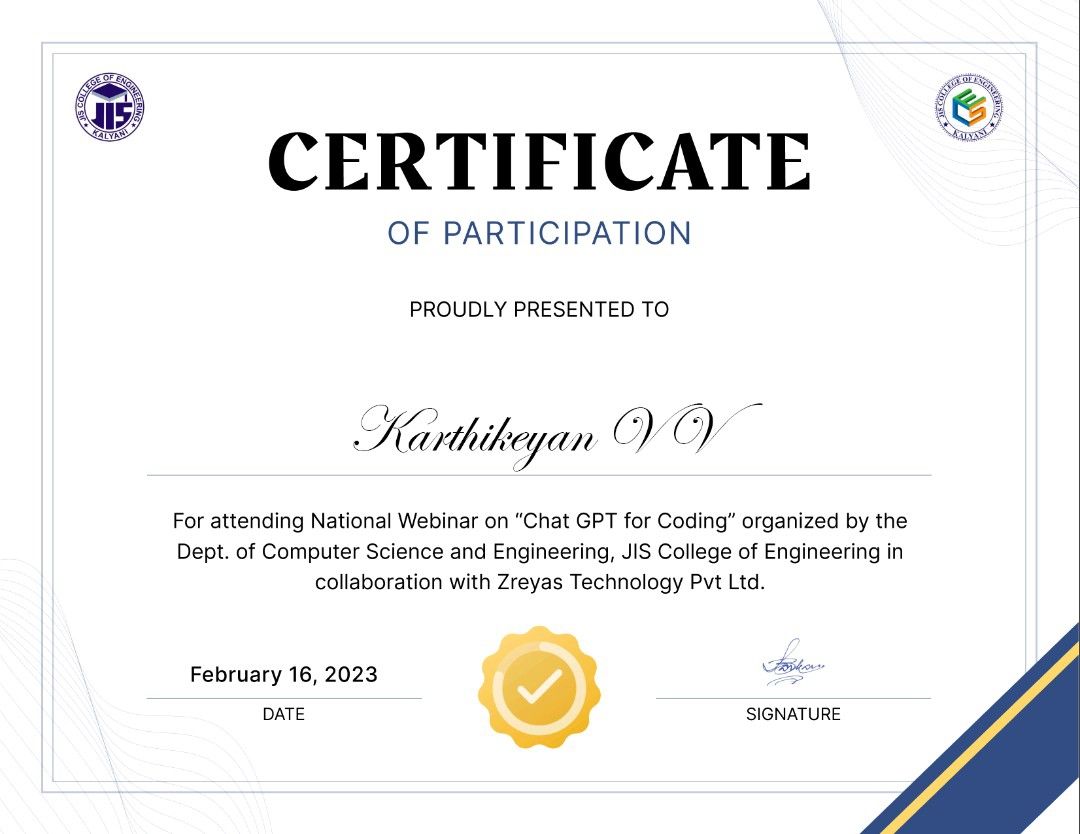 Karthikeyan V V on LinkedIn: #coding #webinar #chatgpt #ai #zreyas #jis ... Karthikeyan V V on LinkedIn: #coding #webinar #chatgpt #ai #zreyas #jis ...