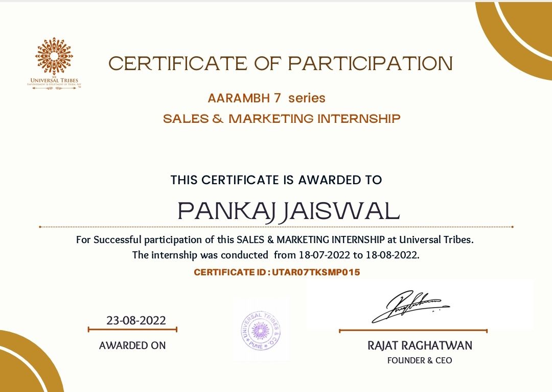 Pankaj Jaiswal on LinkedIn: #internship #marketing #sales Pankaj Jaiswal on LinkedIn: #internship #marketing #sales