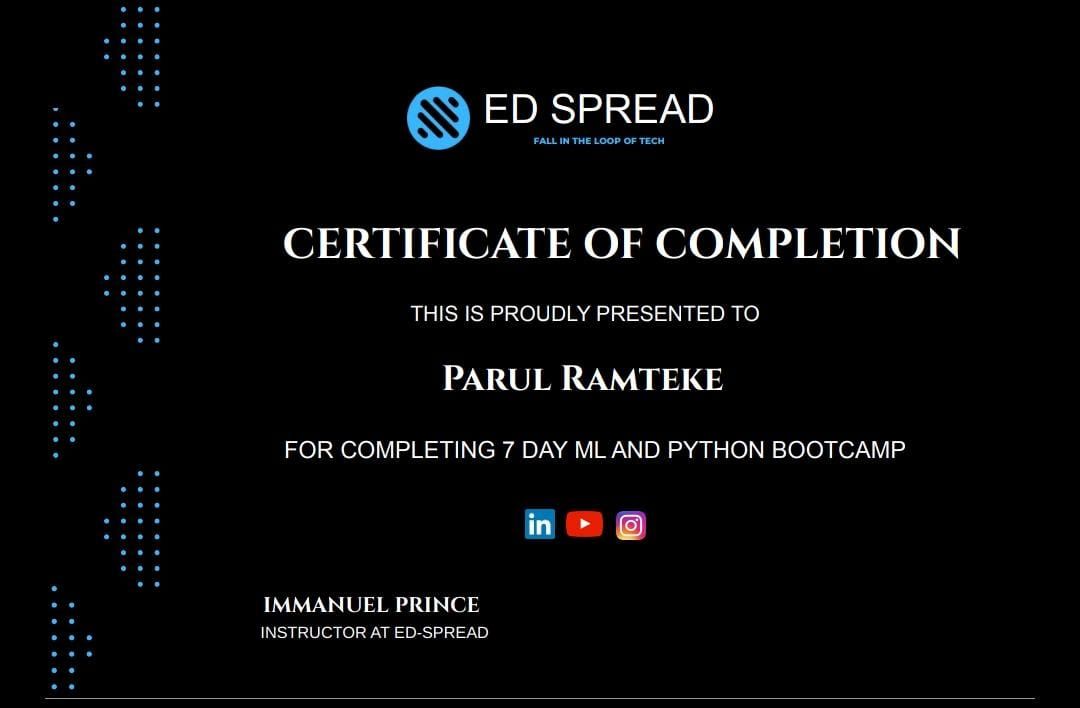 Parul Ramteke on LinkedIn: #python #ml Parul Ramteke on LinkedIn: #python #ml