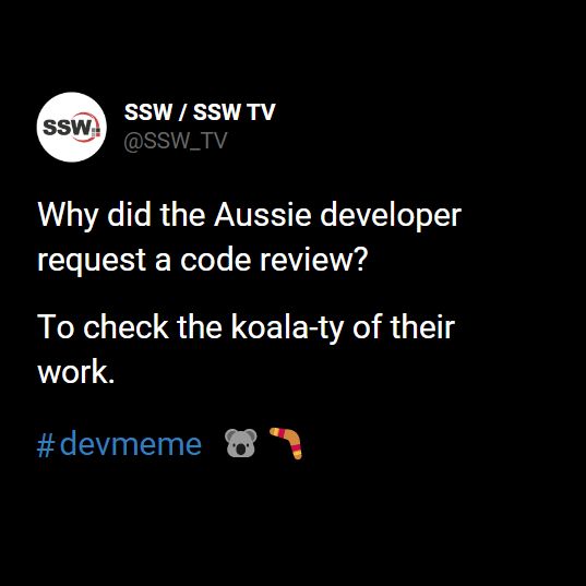 SSW on LinkedIn: #programming #programminglife #programmingisfun # ... SSW on LinkedIn: #programming #programminglife #programmingisfun # ...