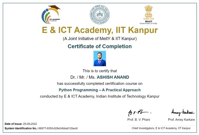 Ashish Anand on LinkedIn: #iitkanpur #python #certified # ... Ashish Anand on LinkedIn: #iitkanpur #python #certified # ...