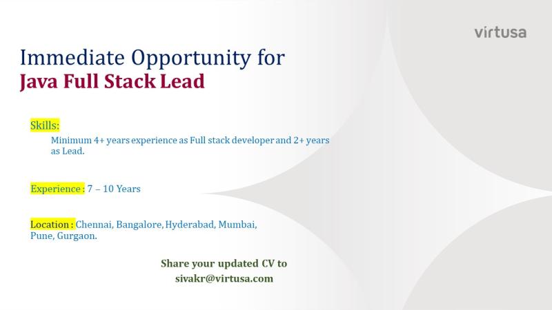 Siva Kumar R on LinkedIn: Immediate Opportunity for Siva Kumar R on LinkedIn: Immediate Opportunity for