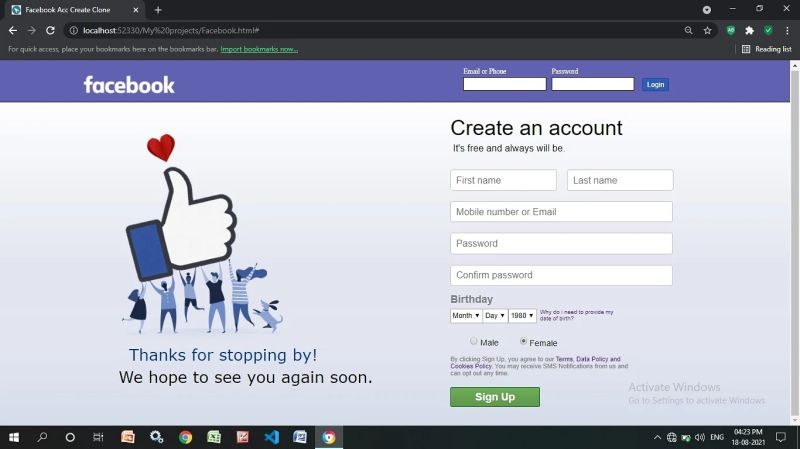 Chayandeep Ghatowar on LinkedIn: Facebook Login Signup clone Using html ... Chayandeep Ghatowar on LinkedIn: Facebook Login Signup clone Using html ...