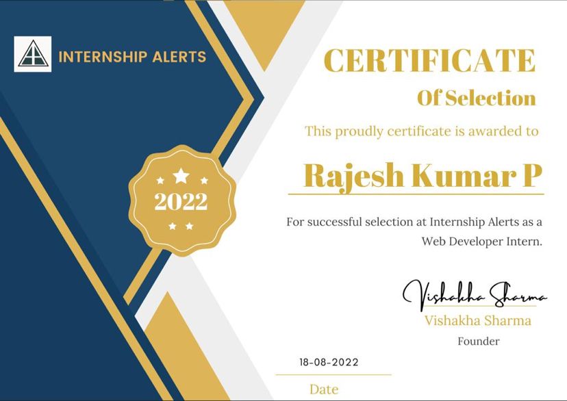 Rajesh Kumar P on LinkedIn: #internship_alerts #intern #internship # ... Rajesh Kumar P on LinkedIn: #internship_alerts #intern #internship # ...