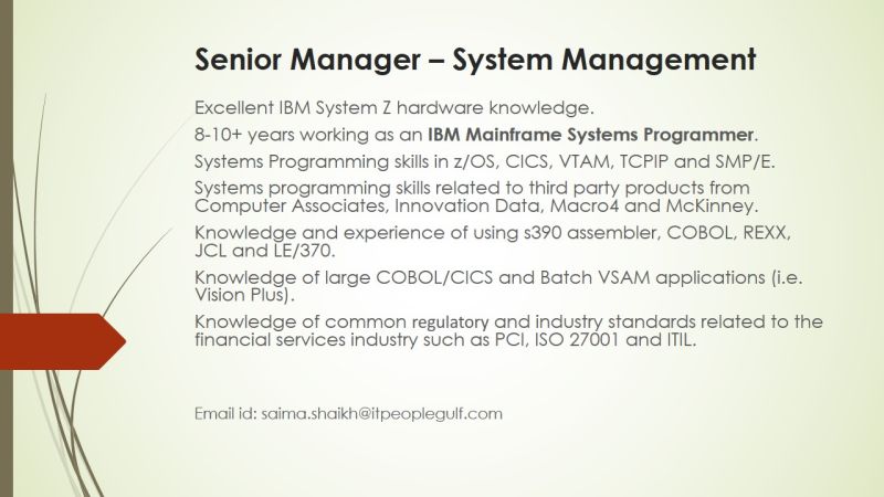 Saima Shaikh on LinkedIn: IBM Mainframe Systems Programmer - Bahrain Saima Shaikh on LinkedIn: IBM Mainframe Systems Programmer - Bahrain