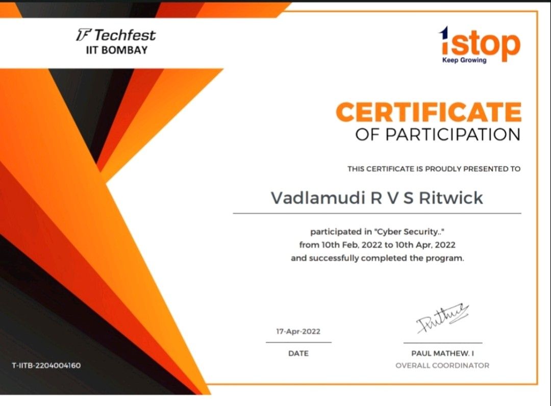 RAM VENKAT SAI RITWICK VADLAMUDI posted on LinkedIn RAM VENKAT SAI RITWICK VADLAMUDI posted on LinkedIn
