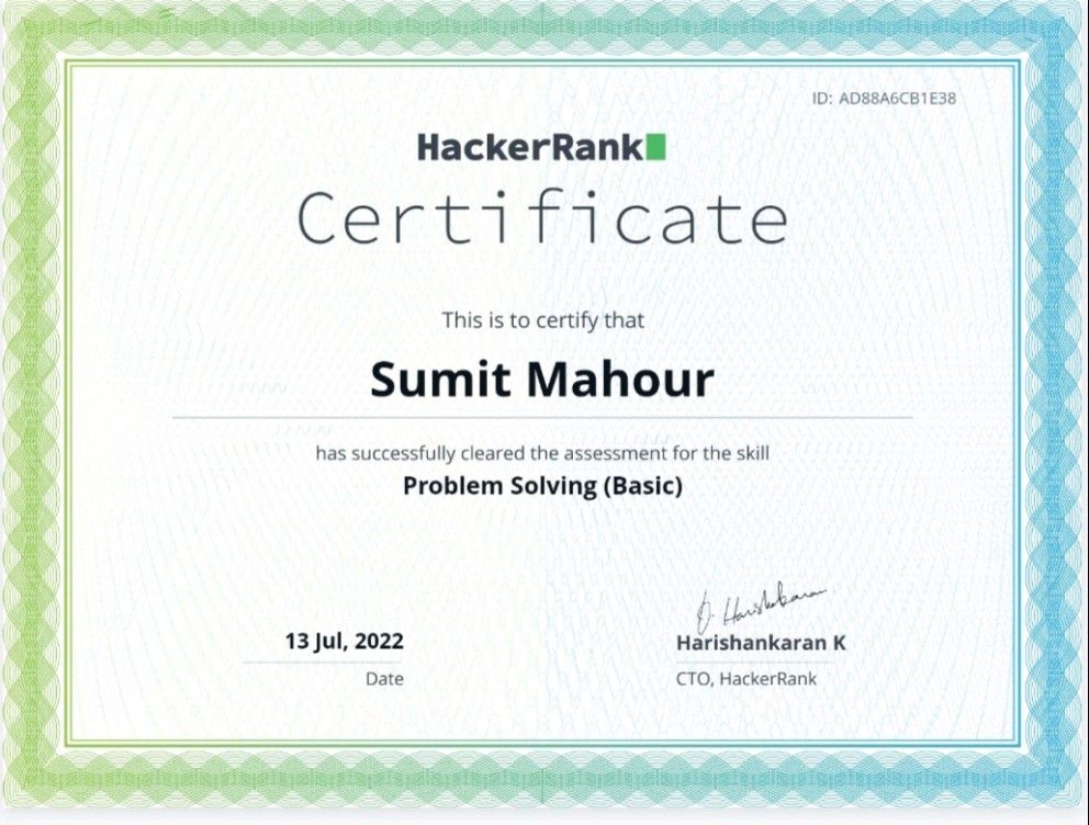 Sumit Mahour on LinkedIn: #hackerrank #problemsolving Sumit Mahour on LinkedIn: #hackerrank #problemsolving