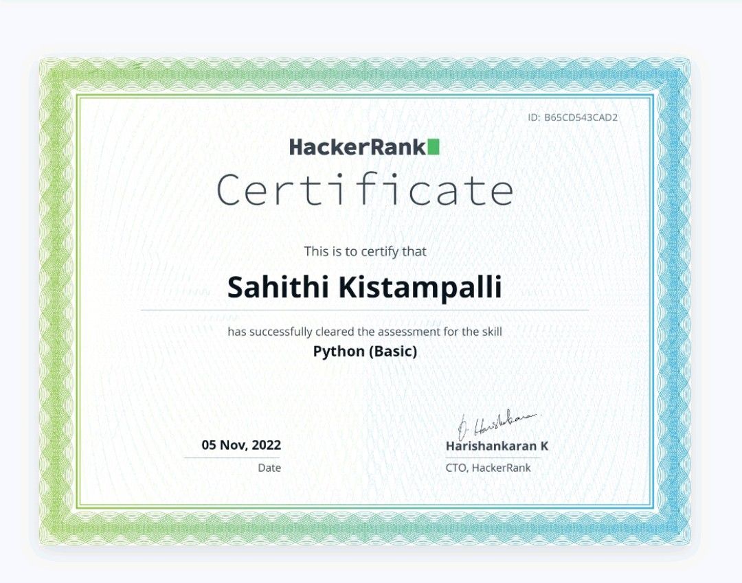 Sahithi Kistampalli on LinkedIn: #python #coding #learning #hackerrank ... Sahithi Kistampalli on LinkedIn: #python #coding #learning #hackerrank ...