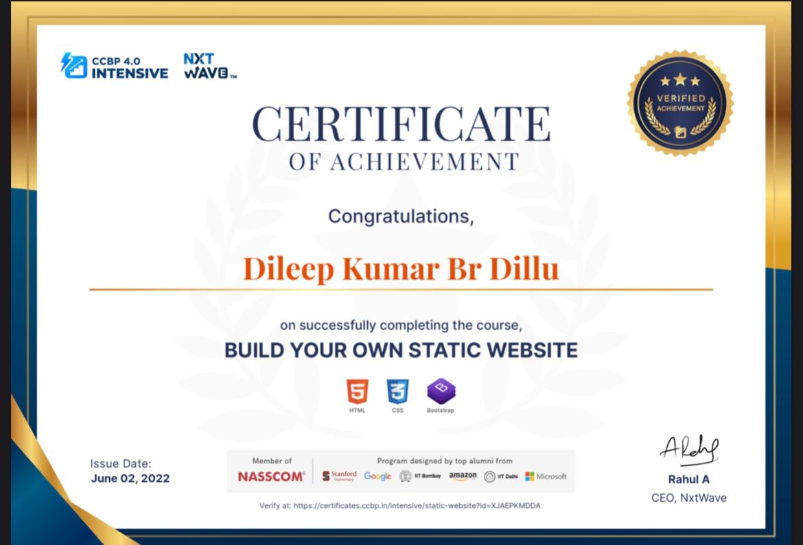 Dileep Kumar BR on LinkedIn: #ccbp #html #css #nxtwave #fullstackdeveloper Dileep Kumar BR on LinkedIn: #ccbp #html #css #nxtwave #fullstackdeveloper