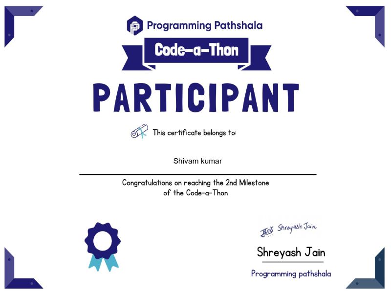 Shivam Kumar on LinkedIn: #codeathon #programmingpathshala #coding # ... Shivam Kumar on LinkedIn: #codeathon #programmingpathshala #coding # ...