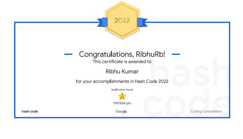 Ribhu Kumar on LinkedIn: #google #hashcode Ribhu Kumar on LinkedIn: #google #hashcode