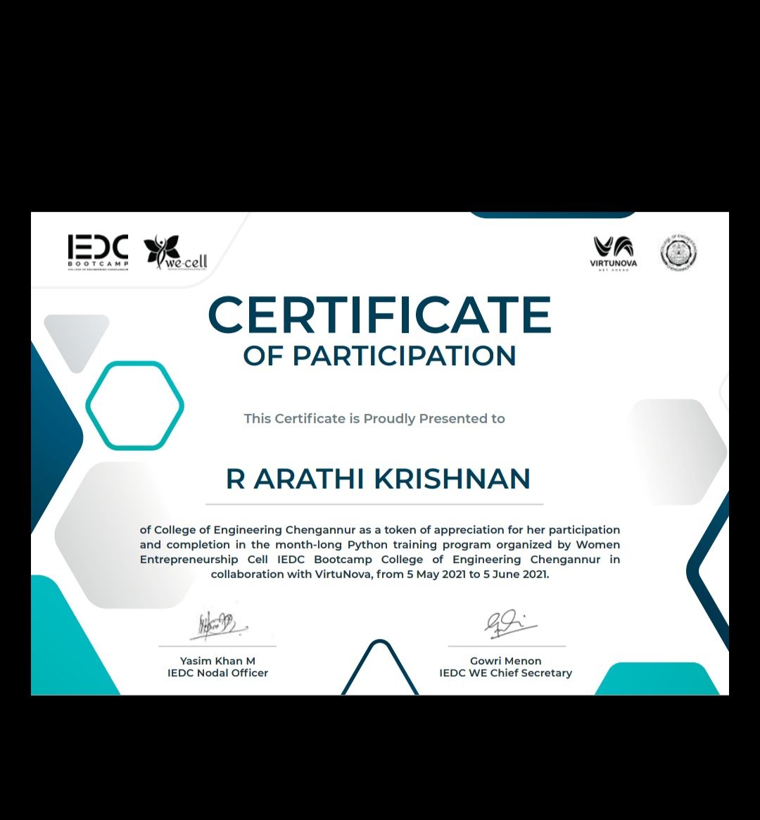 R ARATHI KRISHNAN on LinkedIn: Completed one month Python Programming ... R ARATHI KRISHNAN on LinkedIn: Completed one month Python Programming ...