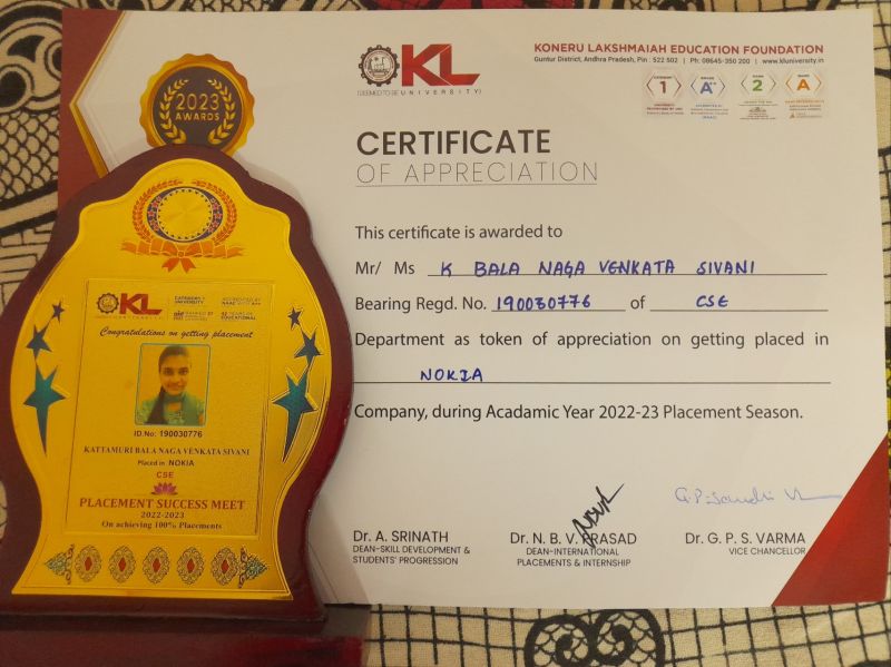 Sivani Kattamuri on LinkedIn: #placements #kluniversity #klcse # ... Sivani Kattamuri on LinkedIn: #placements #kluniversity #klcse # ...