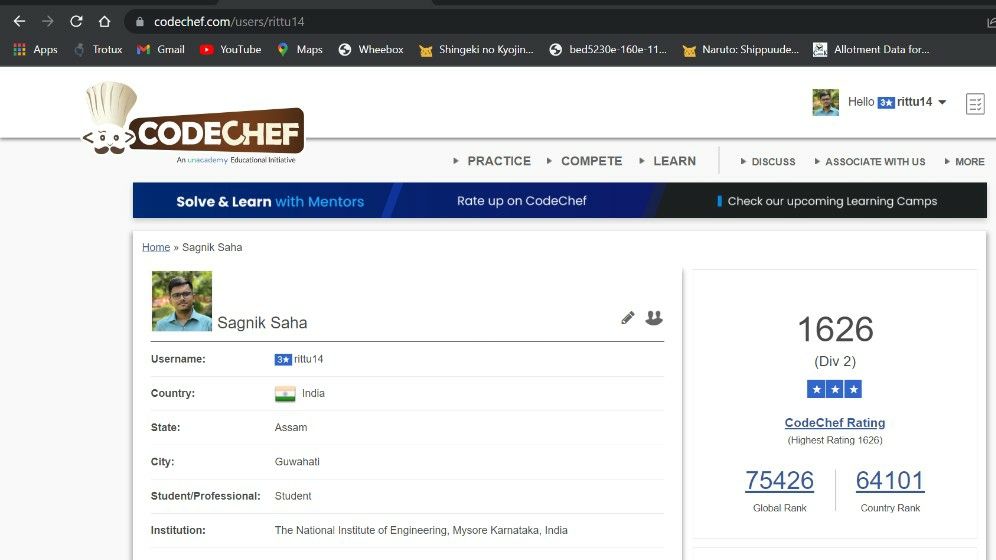Sagnik Saha on LinkedIn: #codechef #coding Sagnik Saha on LinkedIn: #codechef #coding
