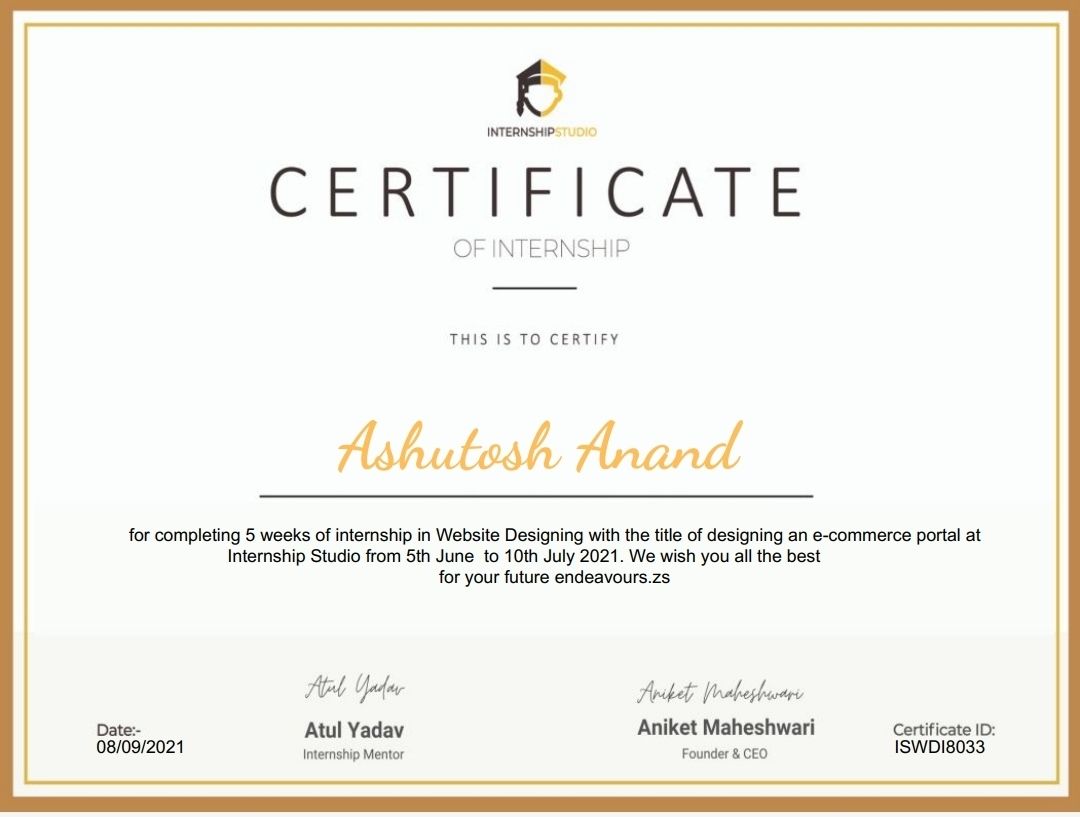 Ashutosh Anand on LinkedIn: #connections #internshipstudio #internship ... Ashutosh Anand on LinkedIn: #connections #internshipstudio #internship ...