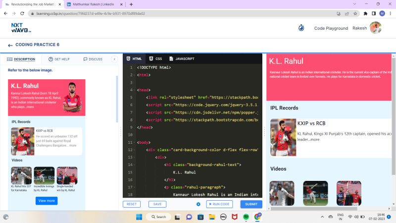 Rakesh Malthumkar on LinkedIn: #code6 #codepractice #nxtwave # ... Rakesh Malthumkar on LinkedIn: #code6 #codepractice #nxtwave # ...