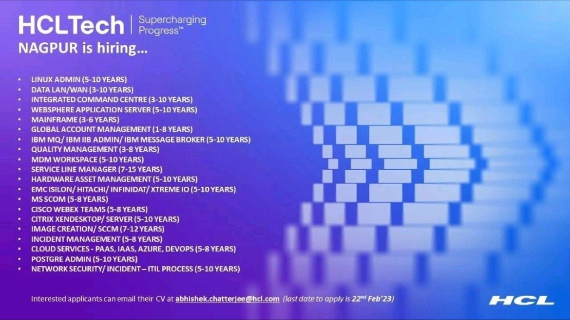 Arpita Manna on LinkedIn: #hcl #hcltech #nagpur #vacancy #job #hirings ... Arpita Manna on LinkedIn: #hcl #hcltech #nagpur #vacancy #job #hirings ...