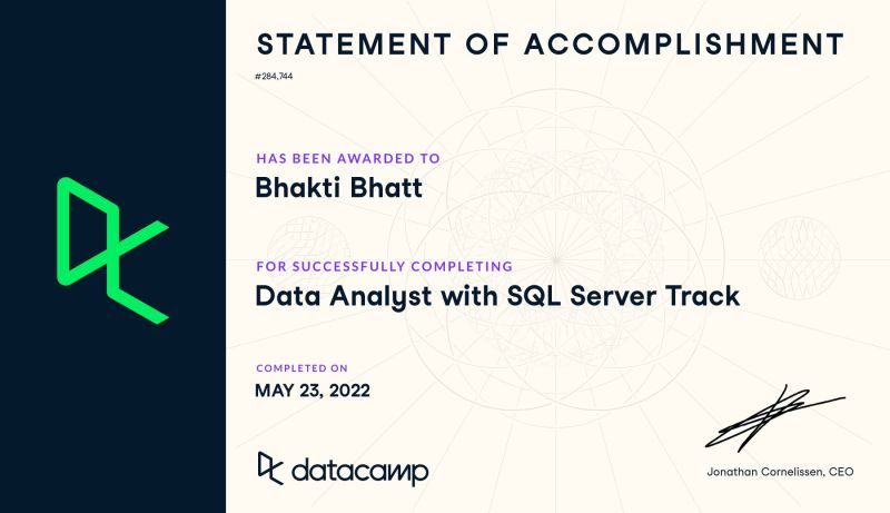 Bhakti Bhatt on LinkedIn: #datacamp Bhakti Bhatt on LinkedIn: #datacamp