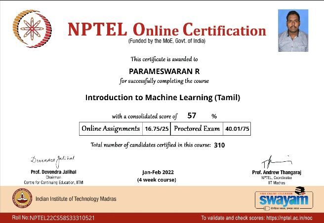 Parameswaran Ramesh on LinkedIn: #machinelearning #nptel # ... Parameswaran Ramesh on LinkedIn: #machinelearning #nptel # ...