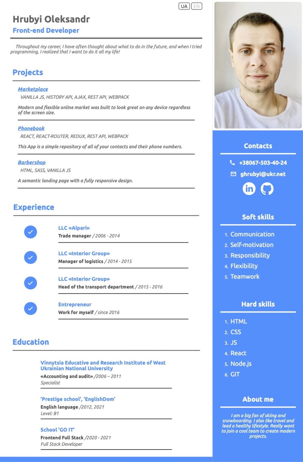 Oleksandr Hrubyi on LinkedIn: #html #css #js #react #opentowork Oleksandr Hrubyi on LinkedIn: #html #css #js #react #opentowork