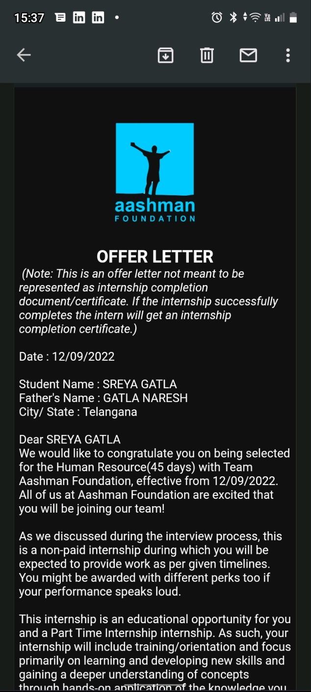 Sreya Gatla on LinkedIn: #intern #hr #newposition Sreya Gatla on LinkedIn: #intern #hr #newposition