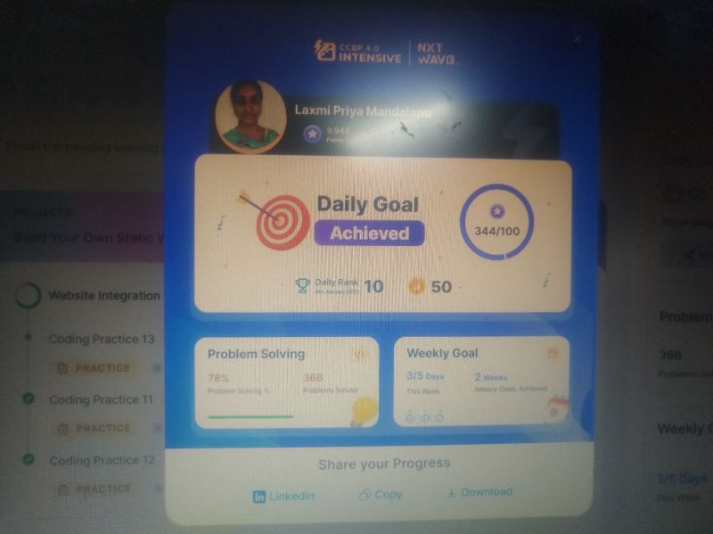 Laxmi Priya on LinkedIn: #learningprogress #nxtwave #python # ... Laxmi Priya on LinkedIn: #learningprogress #nxtwave #python # ...