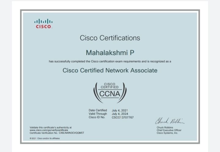MAHALAKSHMI PARASURAMAN on LinkedIn: #cisco #networking MAHALAKSHMI PARASURAMAN on LinkedIn: #cisco #networking