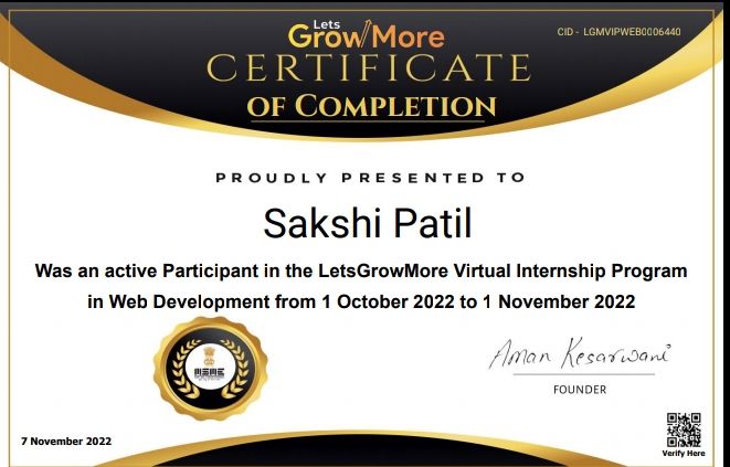 Sakshi Patil on LinkedIn: #webdevelopment #internship Sakshi Patil on LinkedIn: #webdevelopment #internship