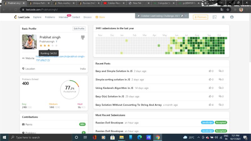 Prabhat Singh on LinkedIn: Just completed 400 questions on leetcode Prabhat Singh on LinkedIn: Just completed 400 questions on leetcode