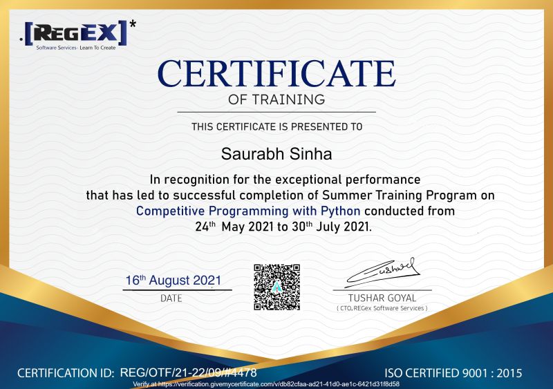 Saurabh Sinha on LinkedIn: #givemycertificate #community #python # ... Saurabh Sinha on LinkedIn: #givemycertificate #community #python # ...