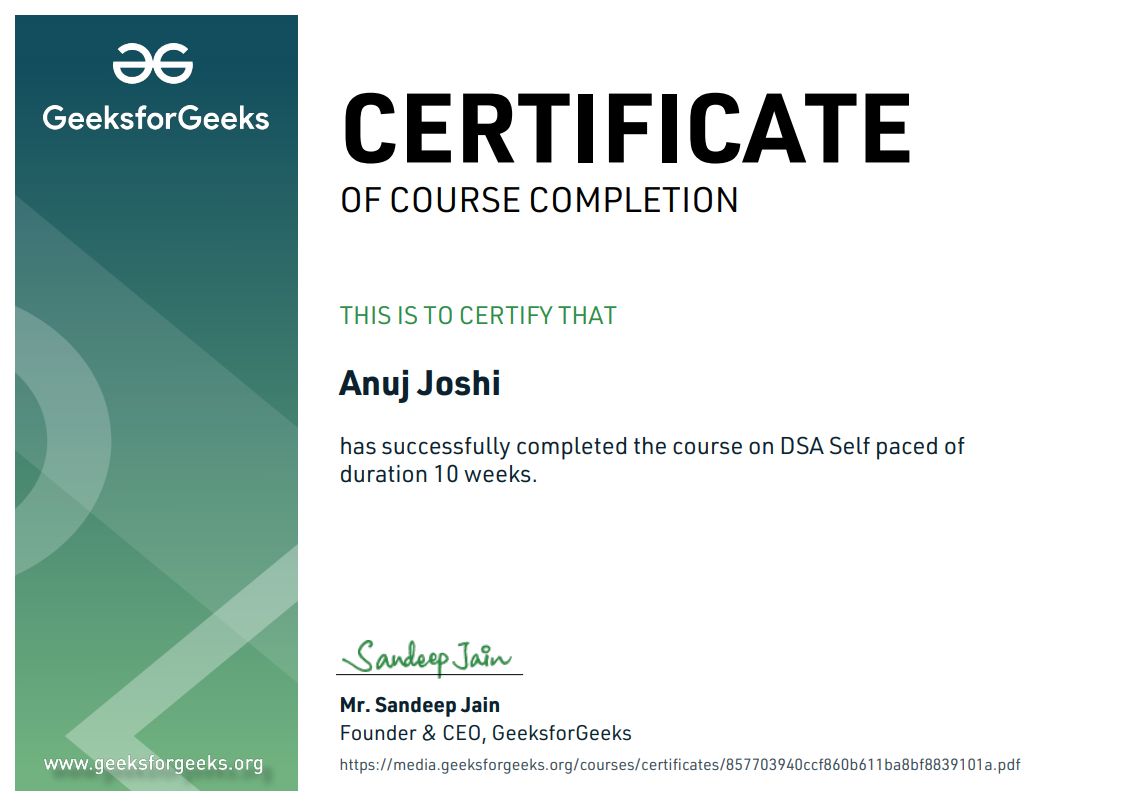 Anuj Joshi on LinkedIn: #datastructures #algorithms #geeksforgeeks Anuj Joshi on LinkedIn: #datastructures #algorithms #geeksforgeeks